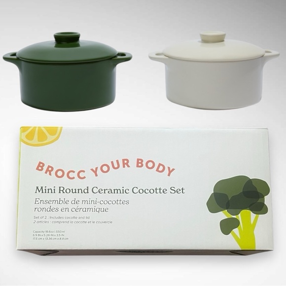 Brocc Your Body | Kitchen | Brocc Your Body Mini Round Ceramic Cocotte Set New In Box | Poshmark